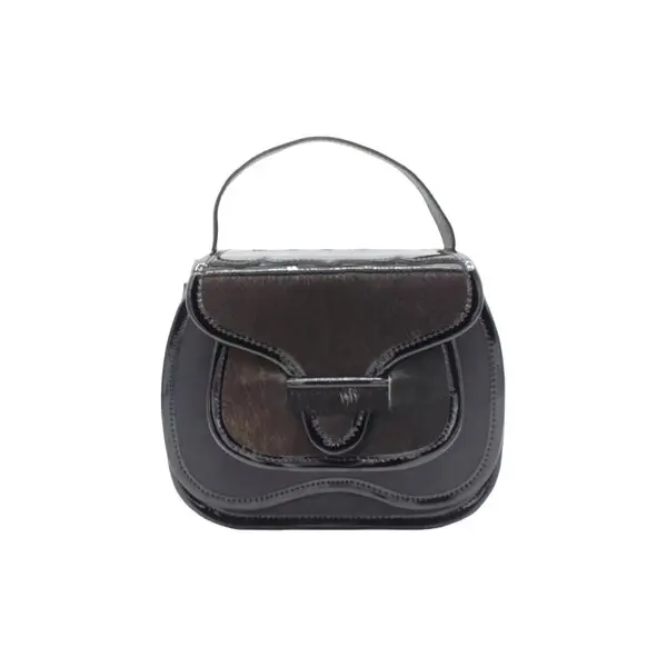 SANTUARIO El Carriel Moderno Top Handle Crossbody Leather Cowhide Bag - Black