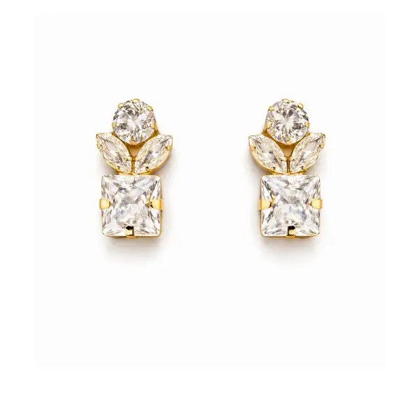 MAISON DE GALA Golden Crystal Blossom Statet Earrings