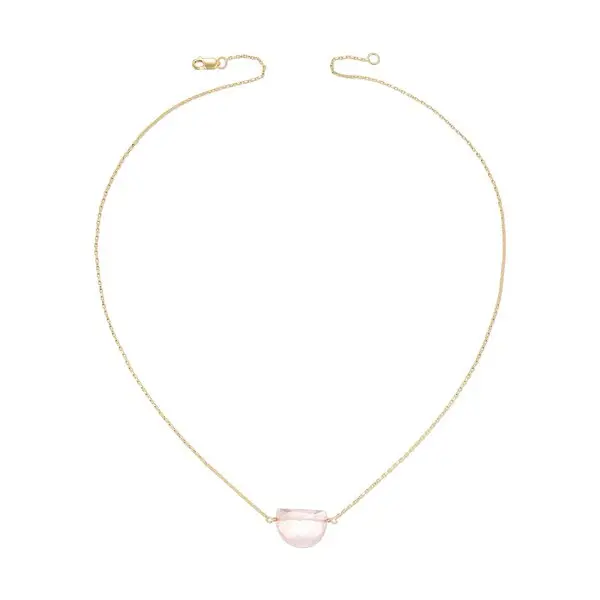 HEATHER HAWKINS Luna Moon Shaped Gemstone Necklace Gold-filled Rose Quartz - Pink