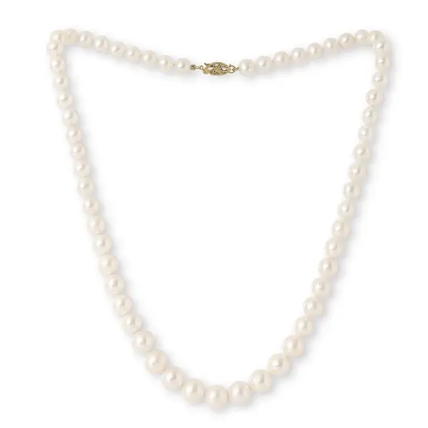 PEARLS OF THE ORIENT ONLINE Gratia Graduated Almost Round Cultured Freshwater Pearl Necklace With Gold Clasp - White