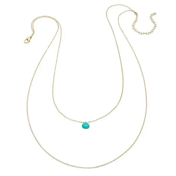 HEATHER HAWKINS Tiny Gemstone Drape Necklace Gold-filled Turquoise December Birthstone - Blue