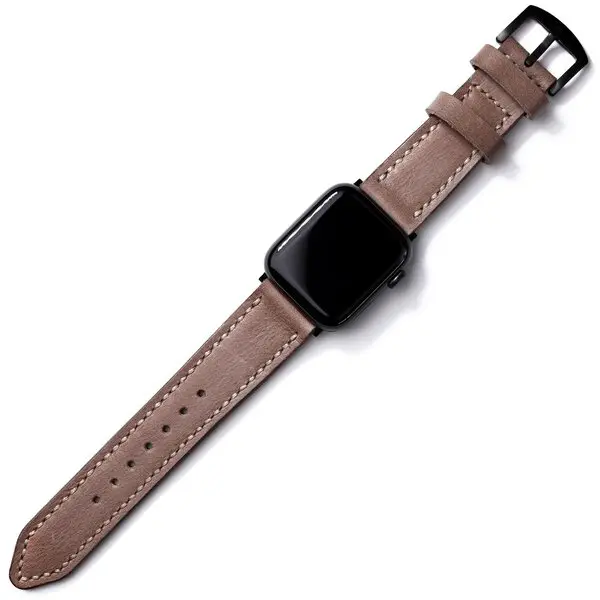 ROARCRAFT Apple Watch Ultra Custom Made Leather Watch Strap Neutrals - Black