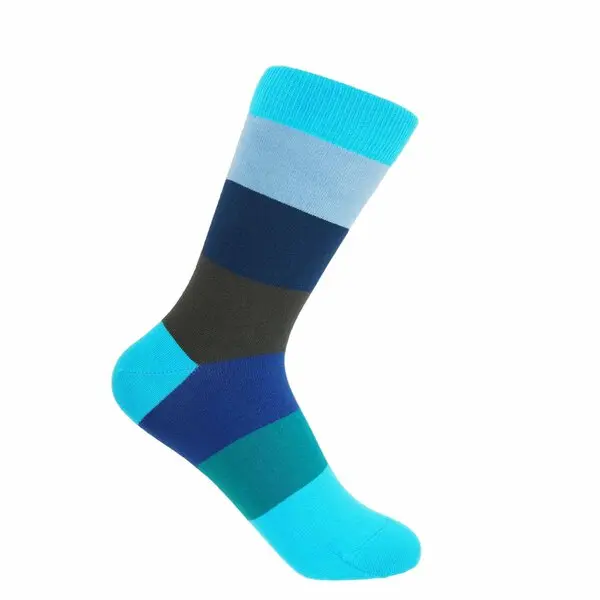 PEPER HAROW - MADE IN ENGLAND Block Stripe ’s Socks – Aqua - Blue