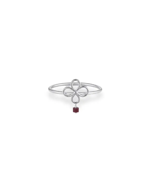INARI JEWELLERY Red / Silver Sago Nyonya Knot Gem Ring - Red/silver