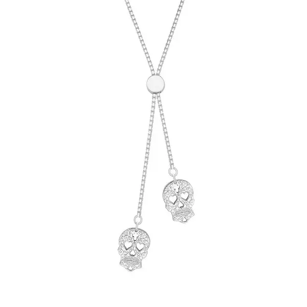 CARTERGORE Sugar Skull Sterling Slider Necklace - Silver