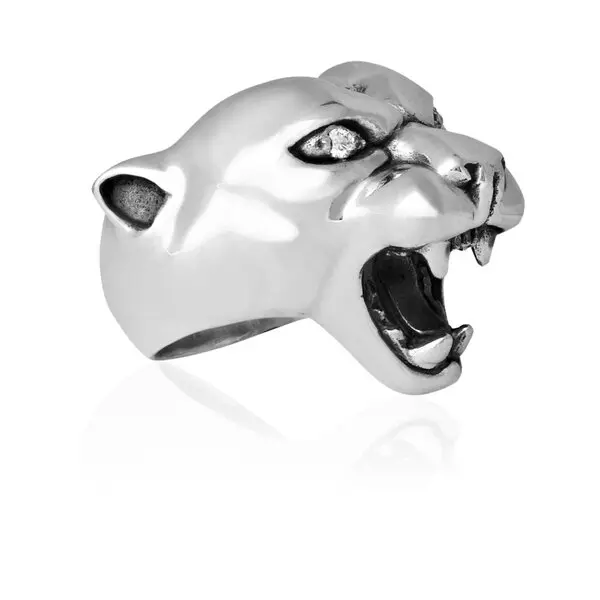 STRANGE FRUIT Panther Ring With Diamond - Silver