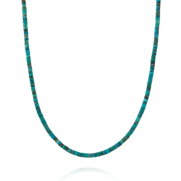 NELLOU JEWELLERY Green / Blue Turquoise Heishi Necklace Sterling Silver - Green/blue