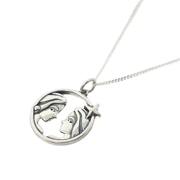 HARFI Gemini Zodiac Horoscope Charm Sterling Necklace - Silver