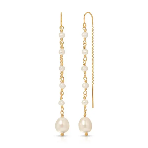 HEATHER HAWKINS Freshwater Pearl Threader Earrings Goldfilled - White