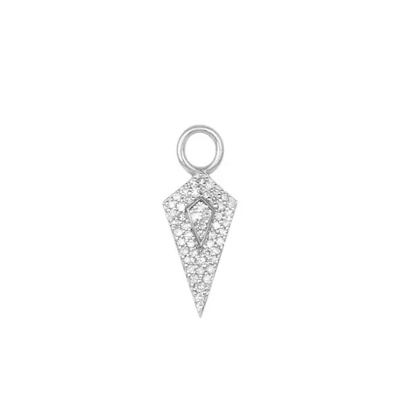 ZOHREH Diamond Rhombus Earring Charm 9k White Gold - Silver