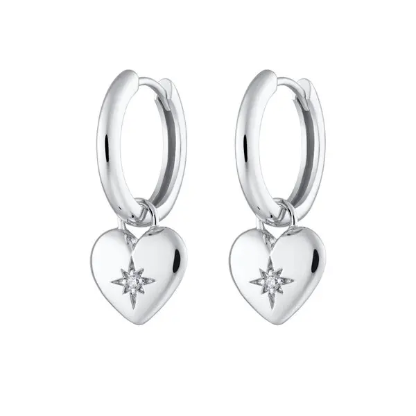 SCREAM PRETTY Puffed Heart Charm Hoop Earrings - Silver