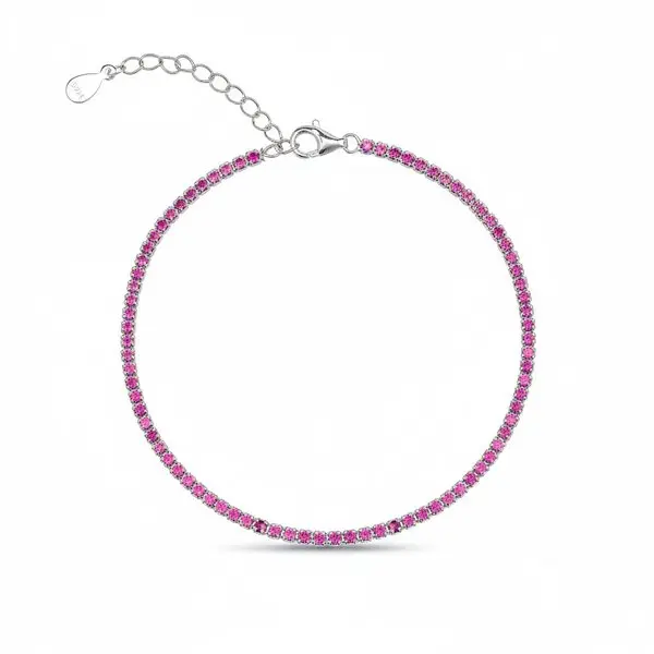SPERO LONDON Red / Silver Fine Sterling Silver Cz Ruby Tennis Bracelet - Red/silver