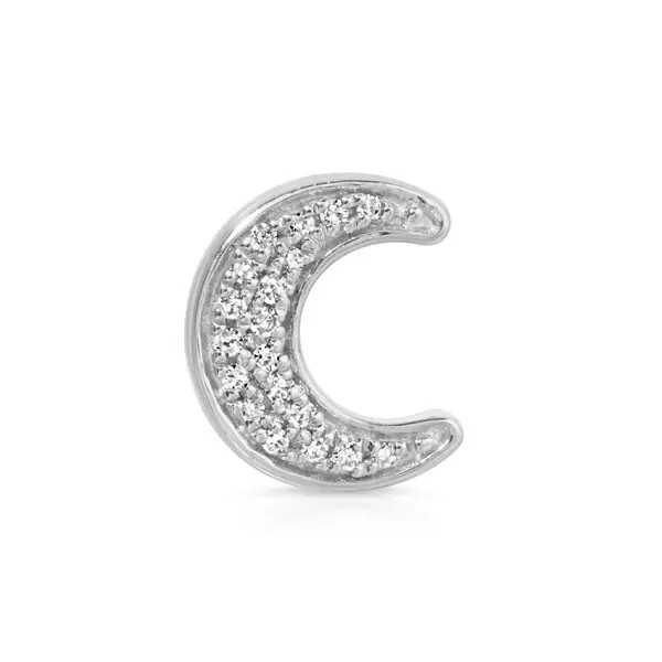 Maya Brenner Designs Pavé Charm Stud 14k Gold Moon