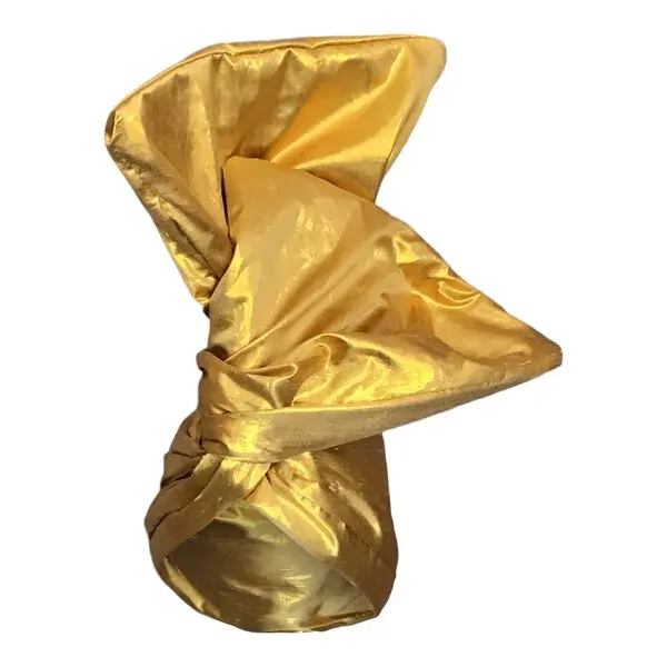 ROMER MILLINERY Twisturban Turban In Metallic Silk Shantung - Gold