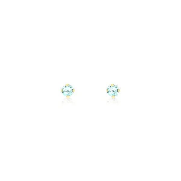 SOLIO JEWELLERY Blue / Yellow / Gold Point Sky Topaz 4mm Stud 18k Solid Gold - Blue/yellow/gold