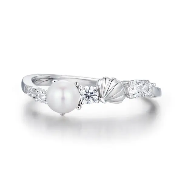 AZURA JEWELRY NEW YORK Abyssal Pearl Ring White Gold Vermeil - Silver