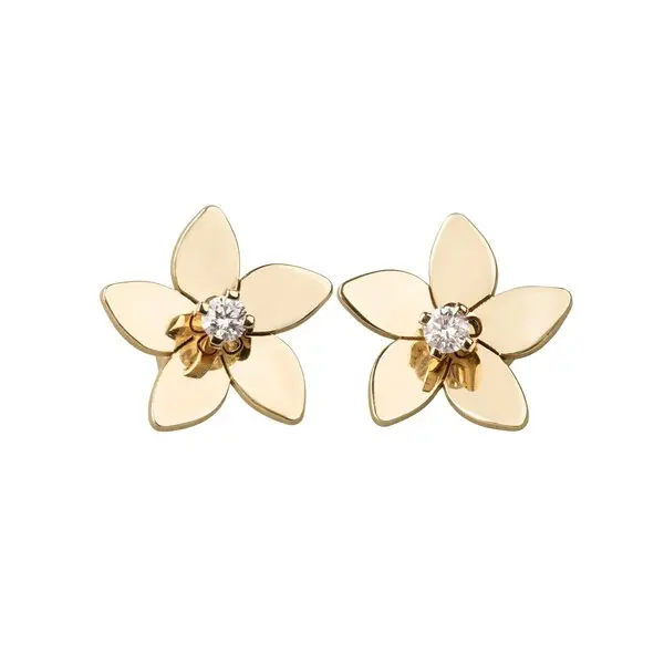 GALER Gold / Yellow Queen Of The Night 14k Gold Diamond Stud Earrings - Gold/yellow