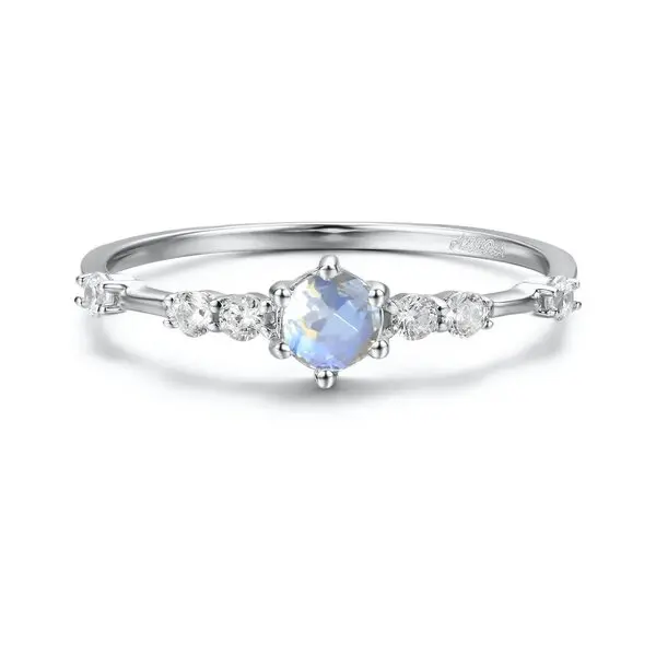 AZURA JEWELRY NEW YORK The Center Of The Universe Moonstone Ring White Gold Vermeil - Silver