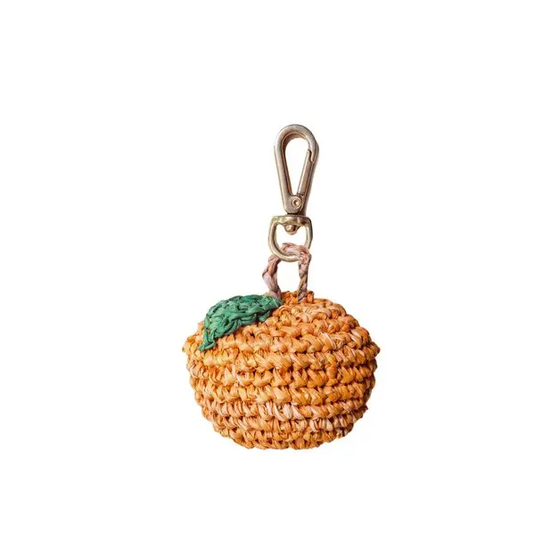 Likhâ Citrus Burst Raffia Bag Charm Handmade Keychain - Orange