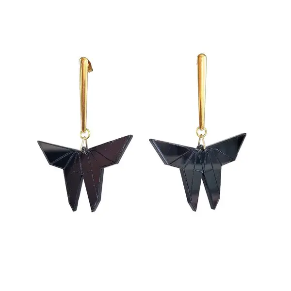 LAURA DAILI Black / Gold Midnight Butterfly Earrings - Black/gold