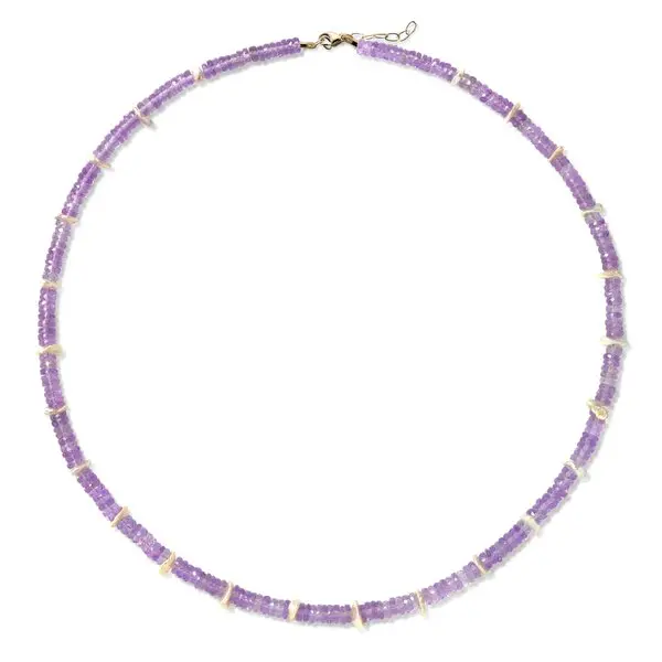 BOMBYX HOUSE Birthstone February Amethyst Pearl Station Necklace - Purple