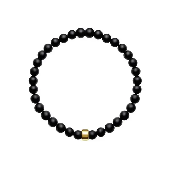 ORA PEARLS Black / Gold Aro Onyx Bracelet Gold Bead - Black/gold
