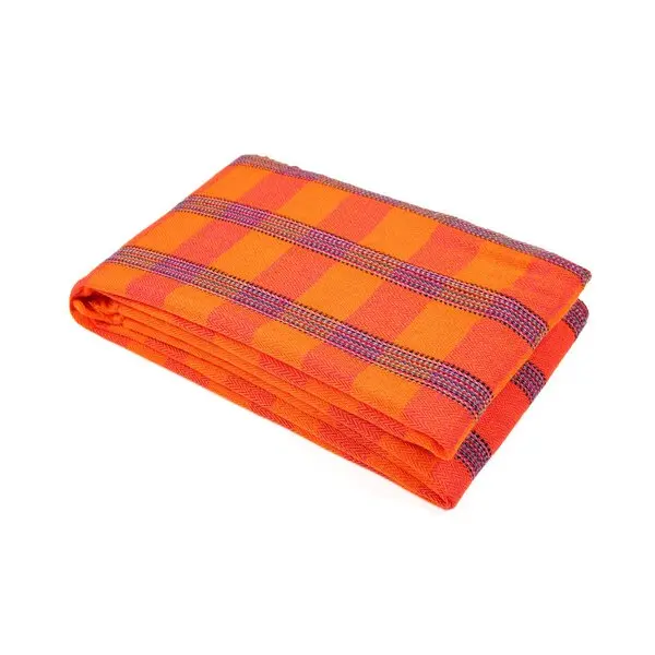 HERITAGEMODA Orange Pink Tartan Plaid Wool Scarf - Orange/pink