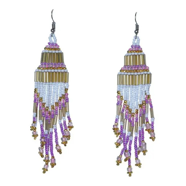 GOOD TIDINGS STYLE Gold / White Encuentro Beaded Boho Earrings Golden Light - Gold/white