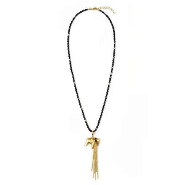 ANGEL BAROCCO Equestrian Tassel Pendant Long Necklace - Gold