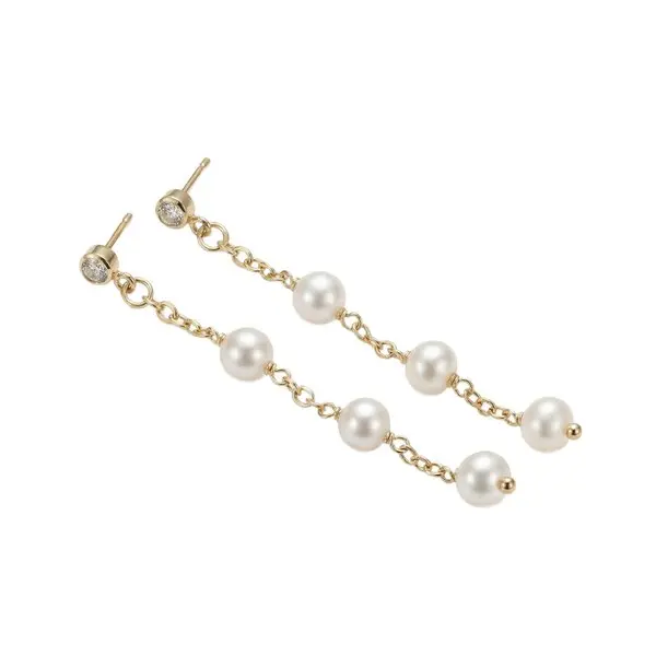 MELT'M JEWELRY Freshwater Pearl Drop Earrings In Filled With White Topaz Studs - Gold