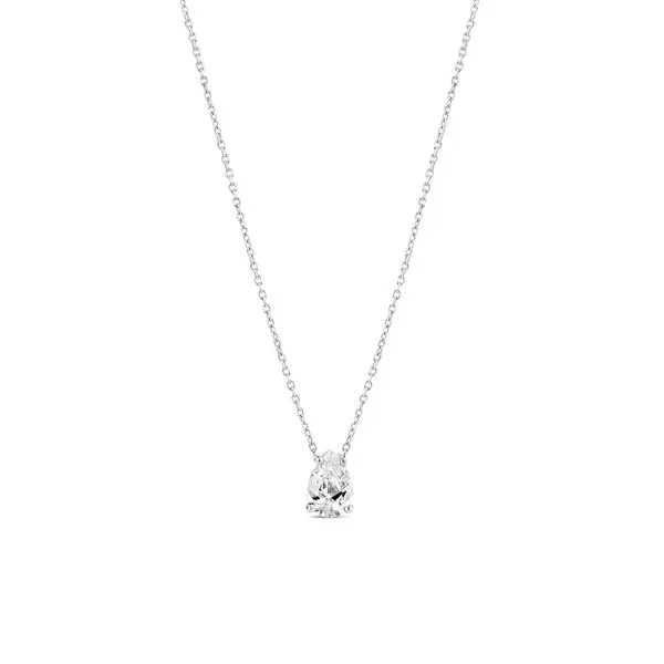 SALLY SKOUFIS White / Silver Pure Droplet Necklace Petite With Made Cz Diamond Stimulant In Sterling Silver - White/silver