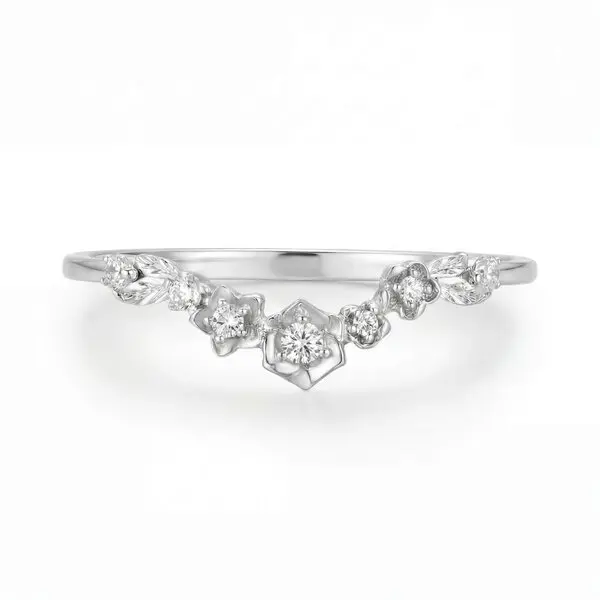 AZURA JEWELRY NEW YORK Floral Nesting Band White Gold Vermeil - Silver