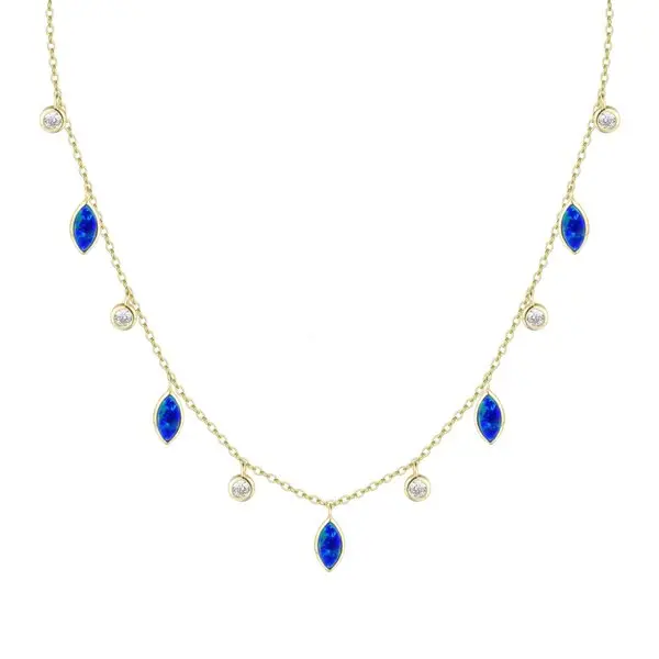 KAMARIA Gold / Blue Drops Of Spring Opal Necklace Indigo - Gold/blue