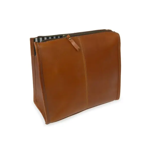 VIDA VIDA Slim Jim Tan Leather Wash Bag - Brown