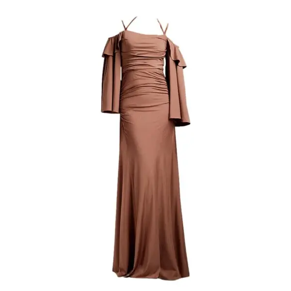 ALINA CERNATESCU Lyric Long Off Shoulder Neckline Evening Dress