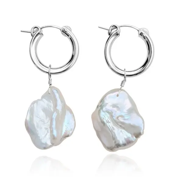 KIRI & BELLE Clemmie Petal Pearl Sterling Earrings - Silver