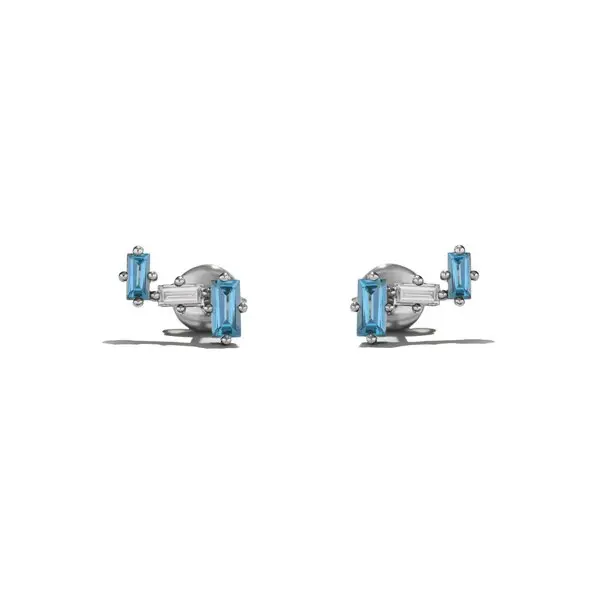 ONI Aquamarine & Diamond Cluster Tri-studs - Silver