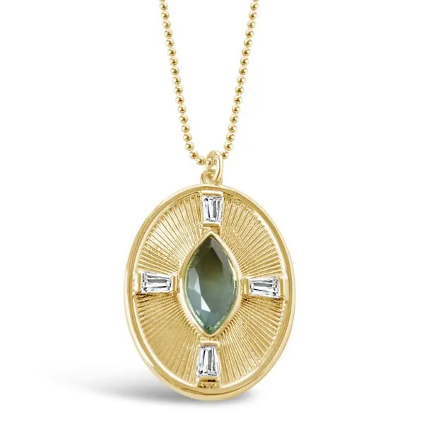 GLAMROCKS JEWELRY Sunray Necklace- Ocean Quartz - Gold