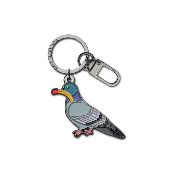 MAKE HEADS TURN Grey / Blue Enamel Keychain & Bag Charm Pigeon - Grey/blue