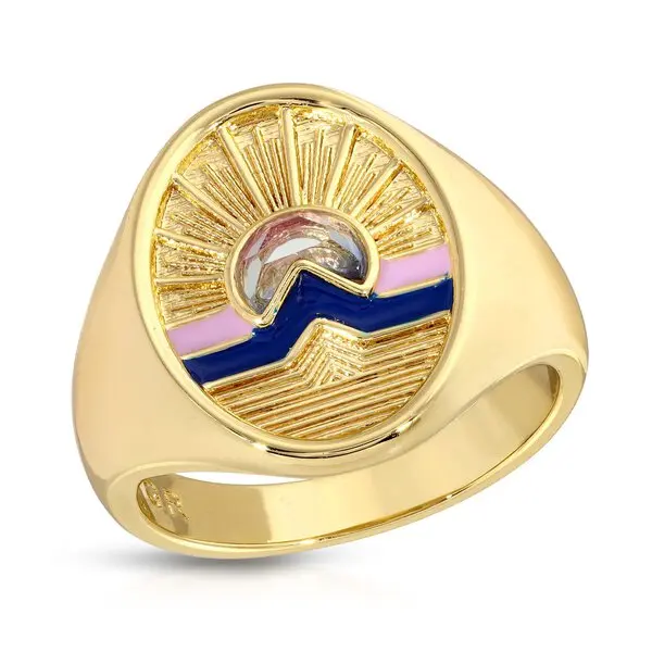 GLAMROCKS JEWELRY Tequila Sunrise Signet Ring Twilight - Yellow
