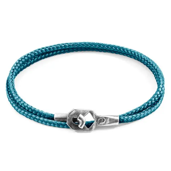 ANCHOR & CREW Ocean Tenby Silver & Rope Bracelet - Blue