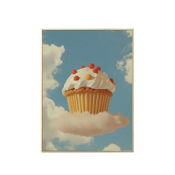 ABSURDE Neutrals Good Morning Cupcake In The Clouds Print - Blue