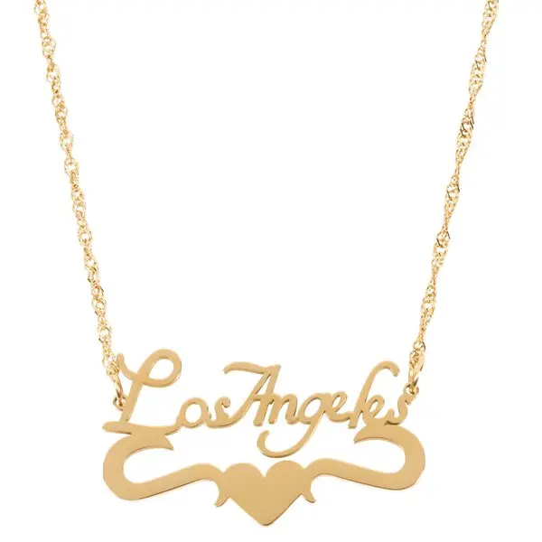BLACK CAKE City Of Angels Los Angeles Nameplate Necklace - Gold