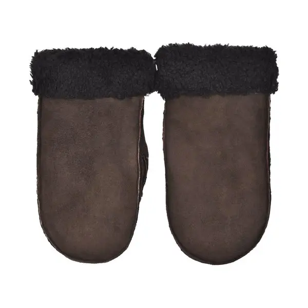OWEN BARRY Shearling Mittens Ebony Curly - Brown