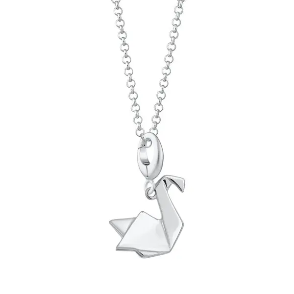 LILY CHARMED Sterling Origami Swan Charm Necklace - Silver