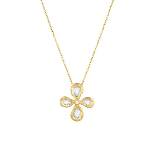 LULU B LONDON Teardrop Cross Necklace With Cubic Zirconia - Gold
