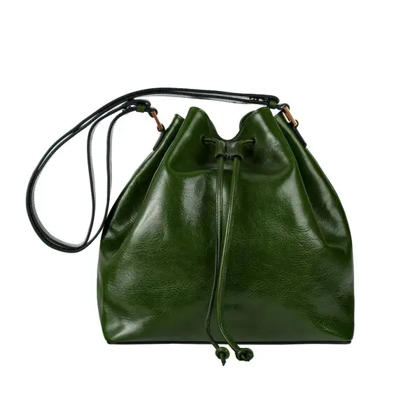 TIME RESISTANCE Leather Bucket Bag In Sybil - Green