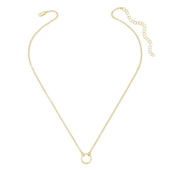 HEATHER HAWKINS Hammered Circle Necklace Tiny Eleven Millimeters Filled - Gold