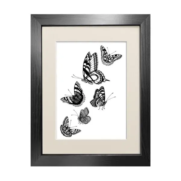 EMILY CARTER British Butterflies' Fine Art Print A5 - Black