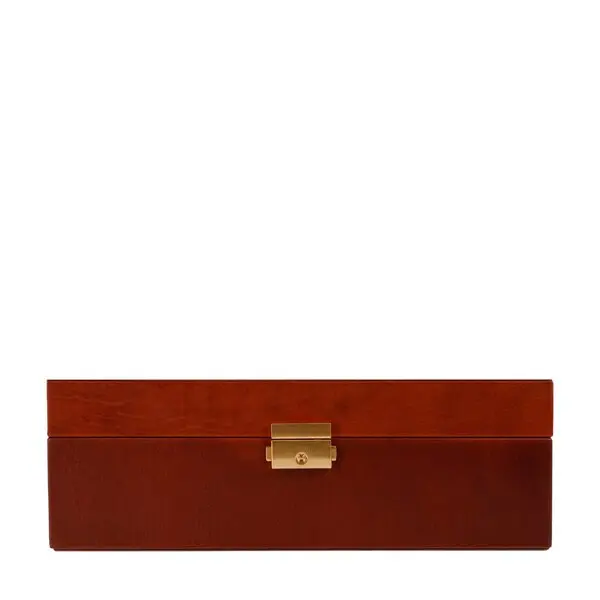 TIME RESISTANCE Cognac Leather Watch Box Organizer Silence - Brown